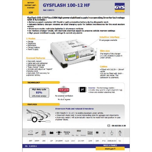 GYSFLASH 100-12 HF BATTERY SUPPORT UNIT